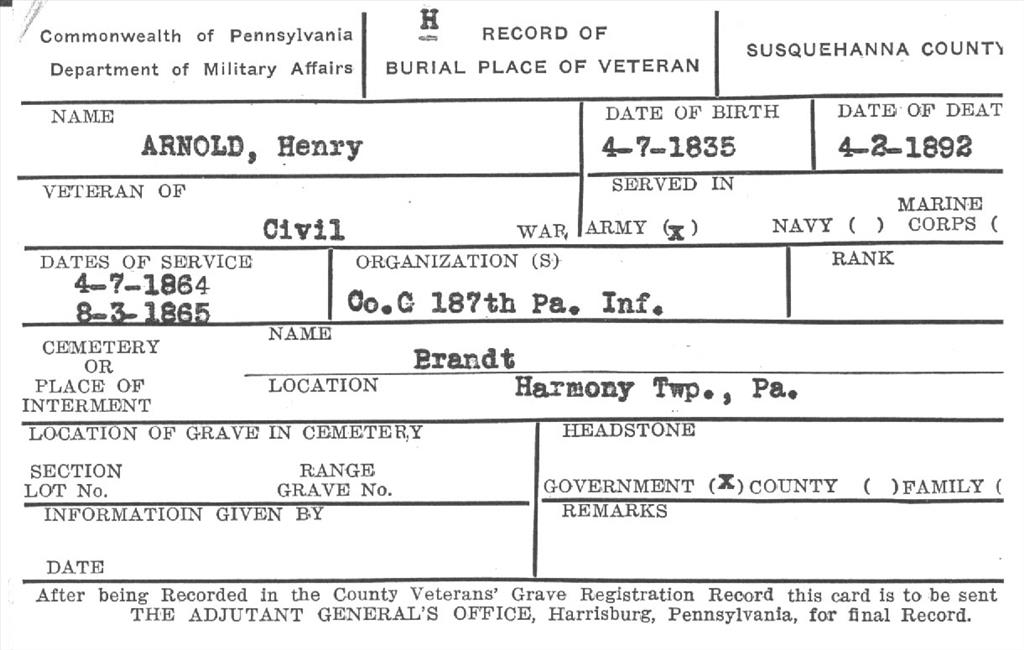 Brandt Cemetery Notes