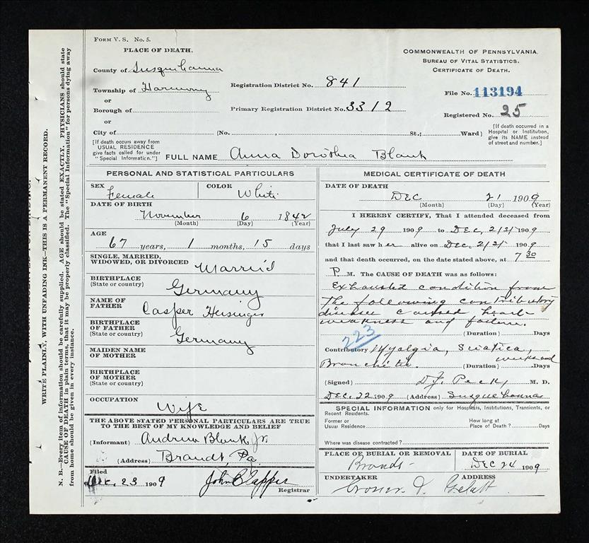 Brandt Cemetery Notes